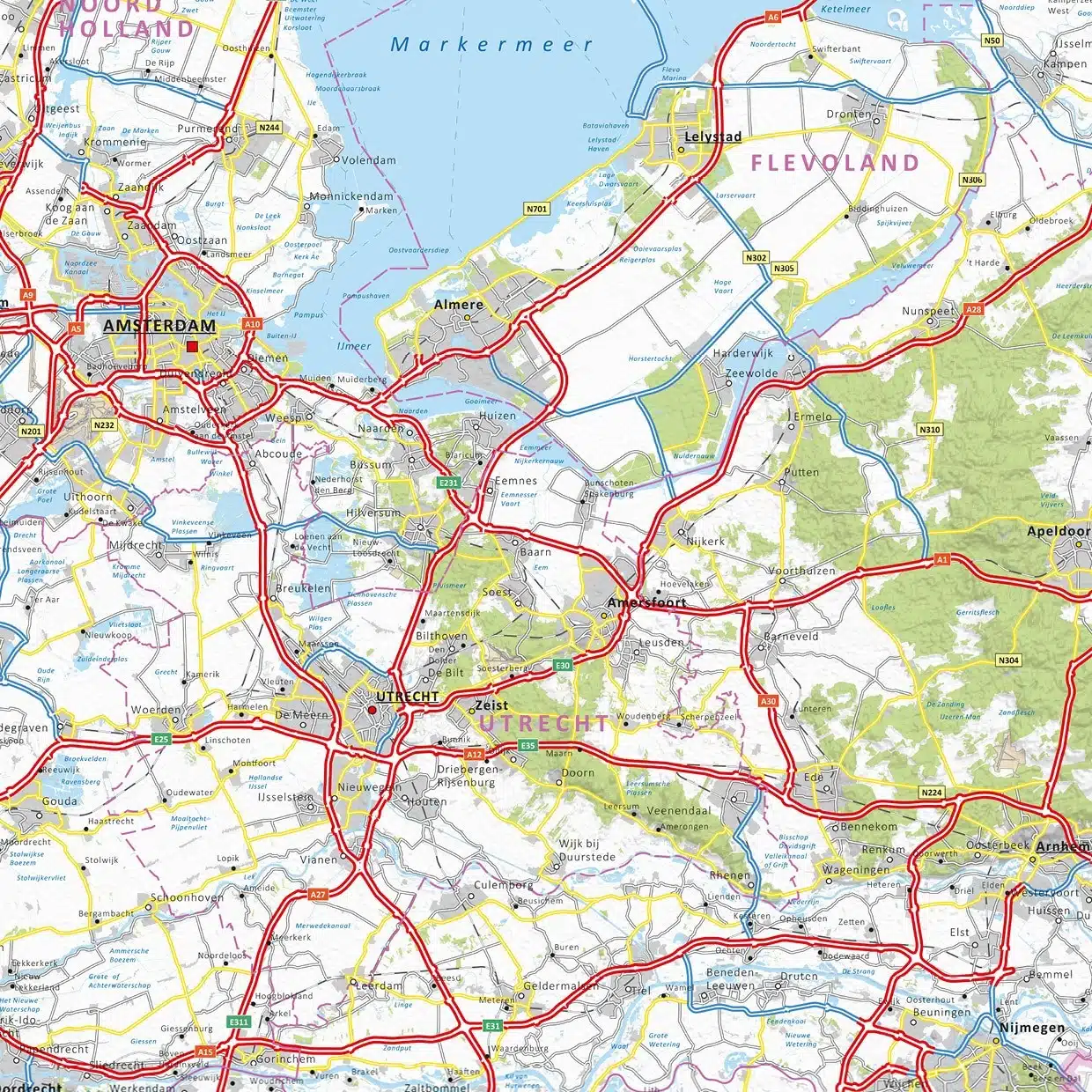 Wegenkaart Nederland | Landkaarten Nederland Vector Map