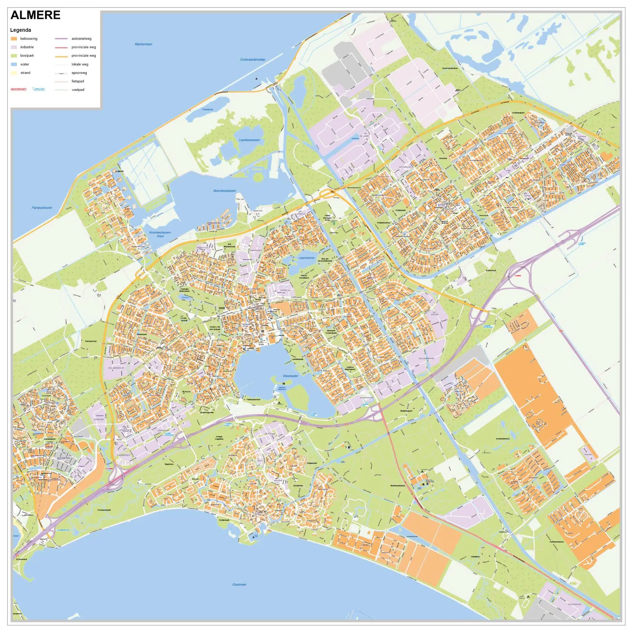 Stadskaart Almere | Stedenkaarten Nederland Vector Map