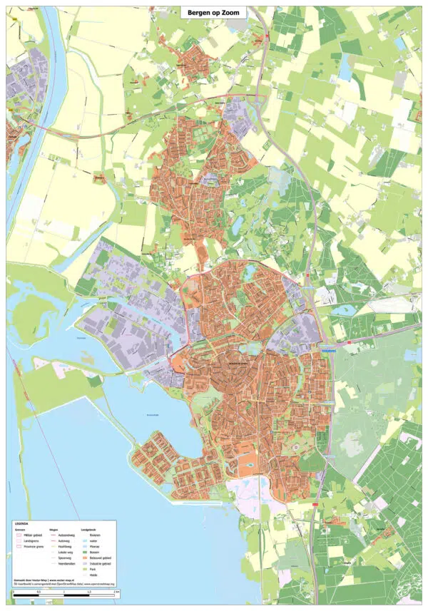 Kaart Bergen op Zoom | Stedenkaarten Nederland Vector Map